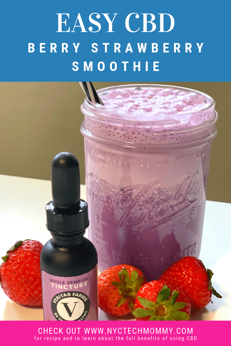 Easy CBD Berry Strawberry Smoothie + Benefits of Using CBD | NYC Tech Mommy